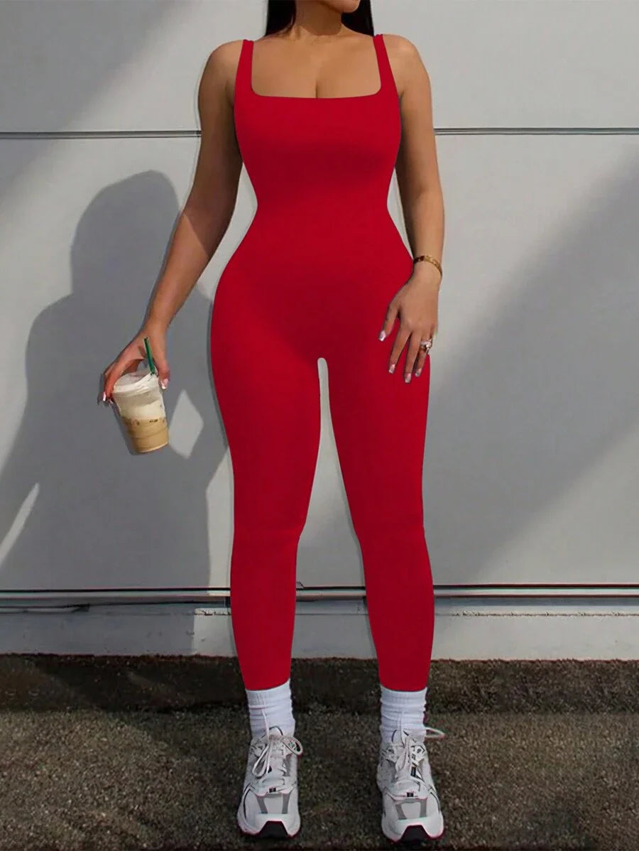 Body Largo de Mujer color Rojo /Cuello Cuadrado – eMe Sport
